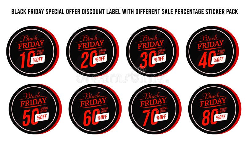 Black Friday Special Offer Discount Label with Different Sale ...