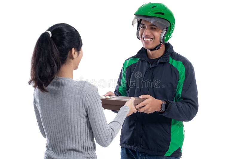 Uber Courier Sending Package To Customer Stock Image - Image of driver ...