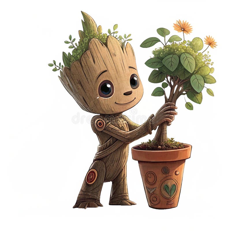 Ubon Ratchathani Including Baby Groot Pot Flower on White Background ...