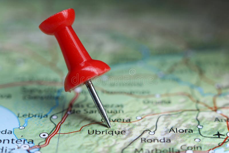 Ubrique, Spain pin on map stock photo. Image of location - 346782972