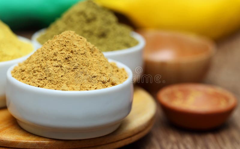 Ubtan powder on bowl stock photo. Image of sandalwood - 36498746