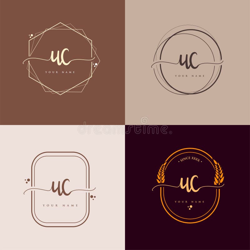 UC Initial Handwriting Logo Vector Sets. Hand Lettering Initials Logo ...