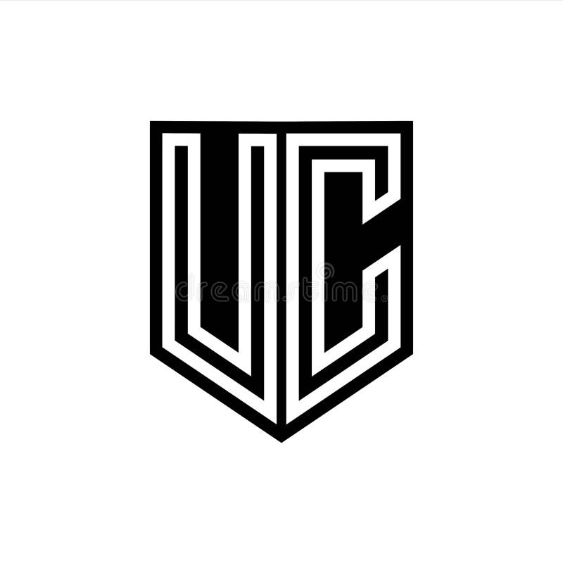UC Logo Monogram Shield Geometric White Line Inside Black Shield Color ...