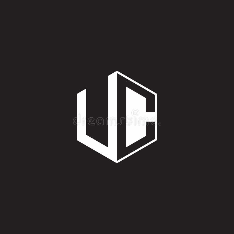 UC Logo Monogram Hexagon with Black Background Negative Space Style ...