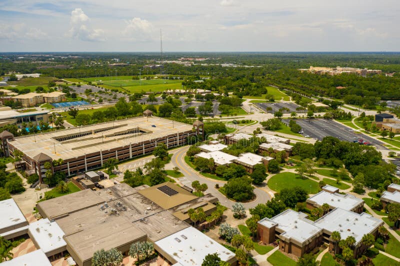 UCF College Campus Aerial Drone Photo Stock Photo - Image of central ...