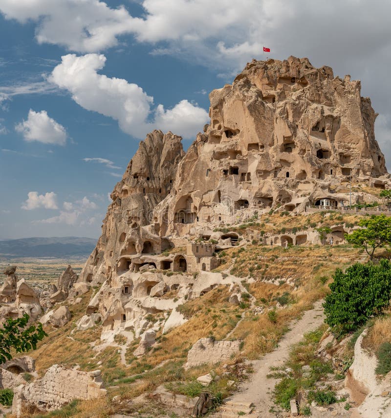 Uchisar Castle in Cappadocia, Turkey Stock Image - Image of castle ...