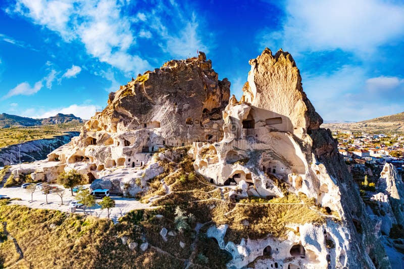 Uchisar Castle in Nevsehir Province in Cappadocia, Turkey Stock Photo ...