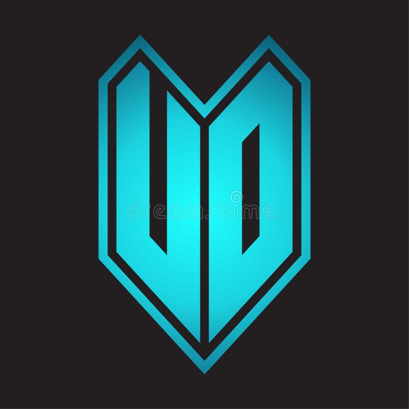 UD Logo Monogram with Emblem Line Style Isolated on Blue Gradient ...