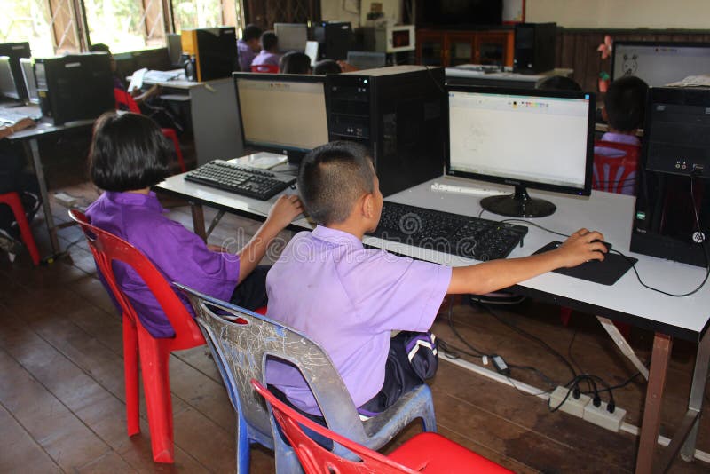 Asian Students are Using the Computer. Editorial Stock Photo - Image of ...