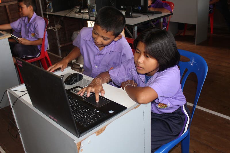 Asian Students are Using the Computer. Editorial Photo - Image of asian ...