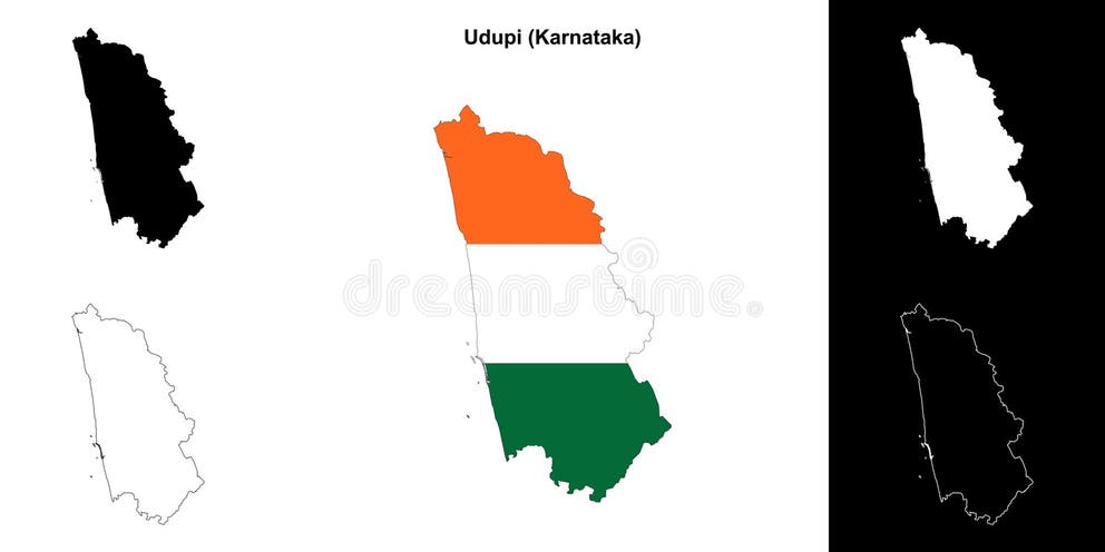 Udupi outline map stock vector. Illustration of indian - 368830756