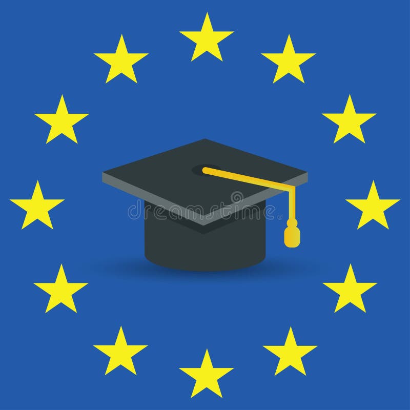 Graduation Cap with European Union Stars Stock Vector - Illustration of ...