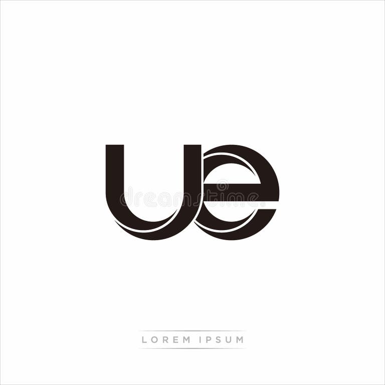 Ue Initial Letter Split Lowercase Modern Monogram Linked Outline ...