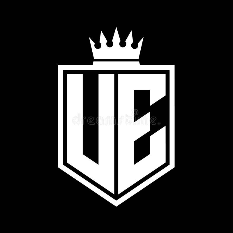 UE Logo Monogram Bold Shield Geometric Shape with Crown Outline Black ...
