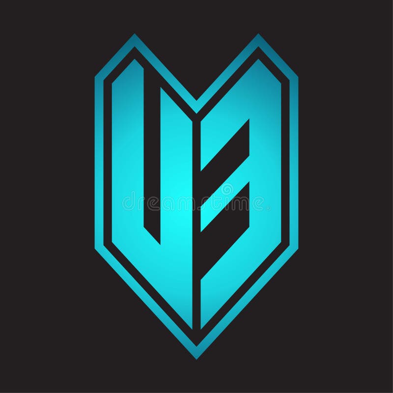 UE Logo Monogram with Emblem Line Style Isolated on Blue Gradient ...