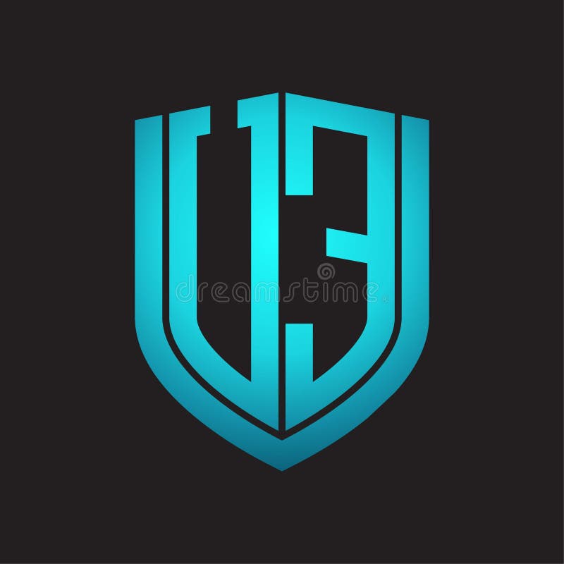 UE Logo Monogram with Emblem Shield Design Isolated with Blue Colors on ...