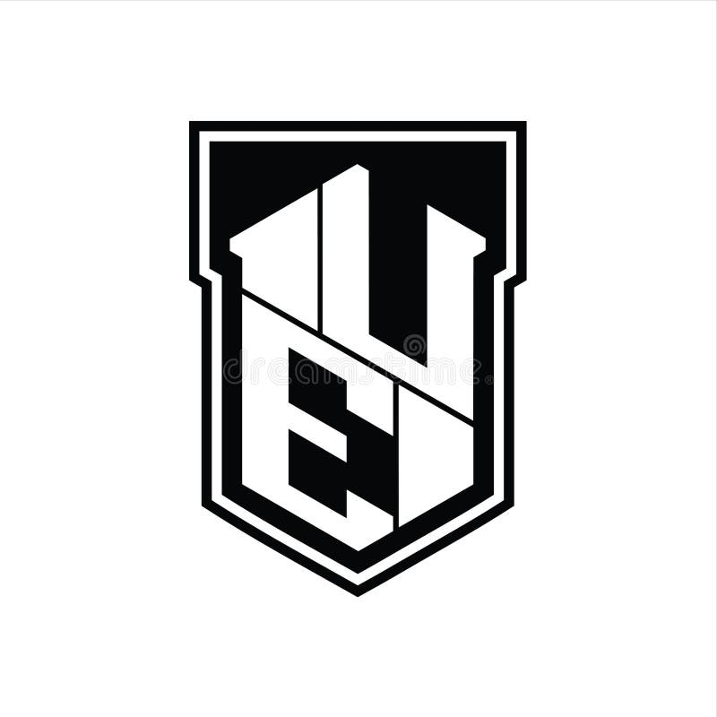 UE Logo Monogram Hexagon Geometric Up and Down Inside Shield Isolated ...