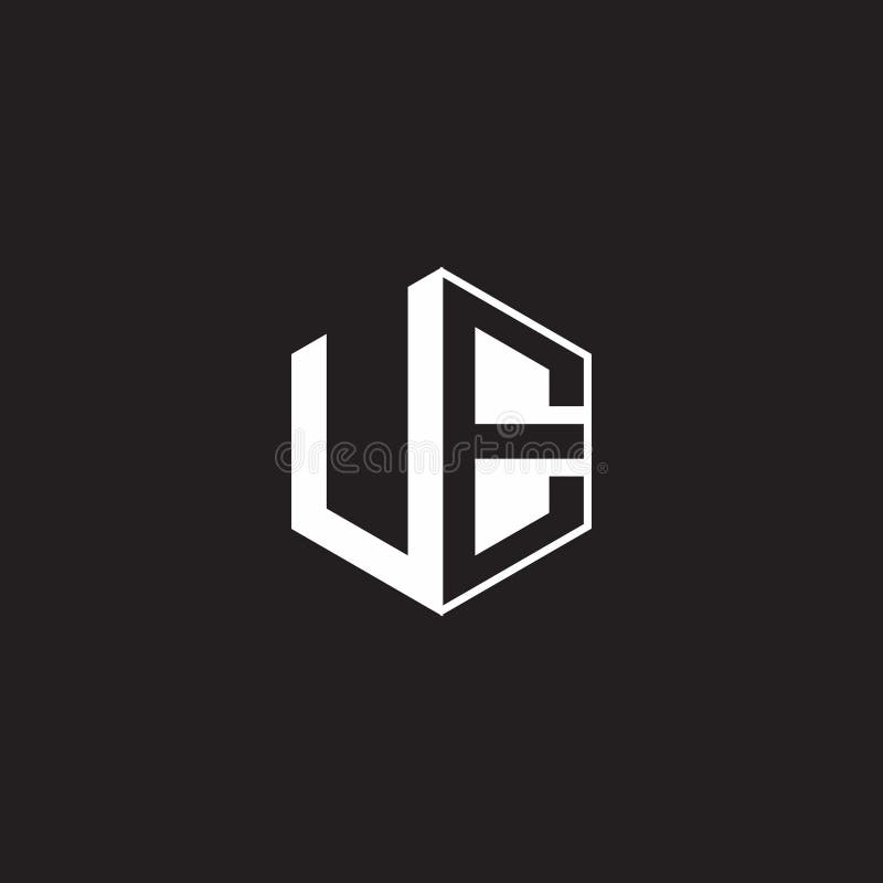 UE Logo Monogram Hexagon with Black Background Negative Space Style ...