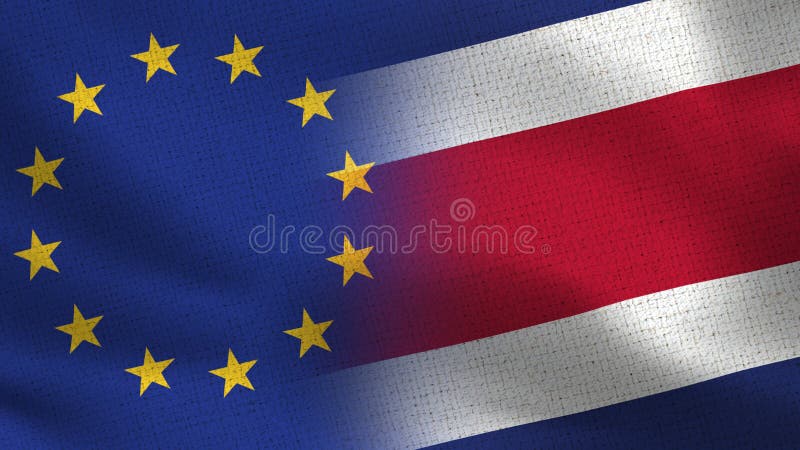 UE Y Costa Rica Realistic Half Flags Together Stock de ilustración ...