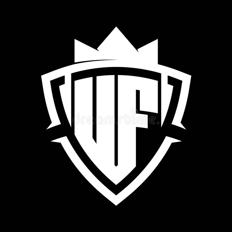 UF Letter Monogram with Triangle Curve Shield Shape with Crown White ...