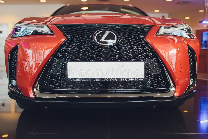 Ufa, Russia, Lexus Shop, 23 January, 2019: Side View of White Lexus UX ...