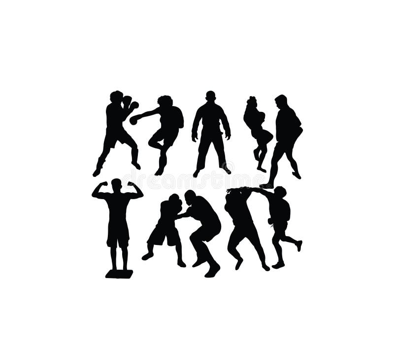 Boxer Sport Action Silhouettes Stock Vector - Illustration of design ...