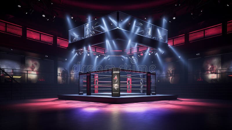 UFC Fight Night. Showcasing an Octagonal Podium Fighting Ring Stock ...