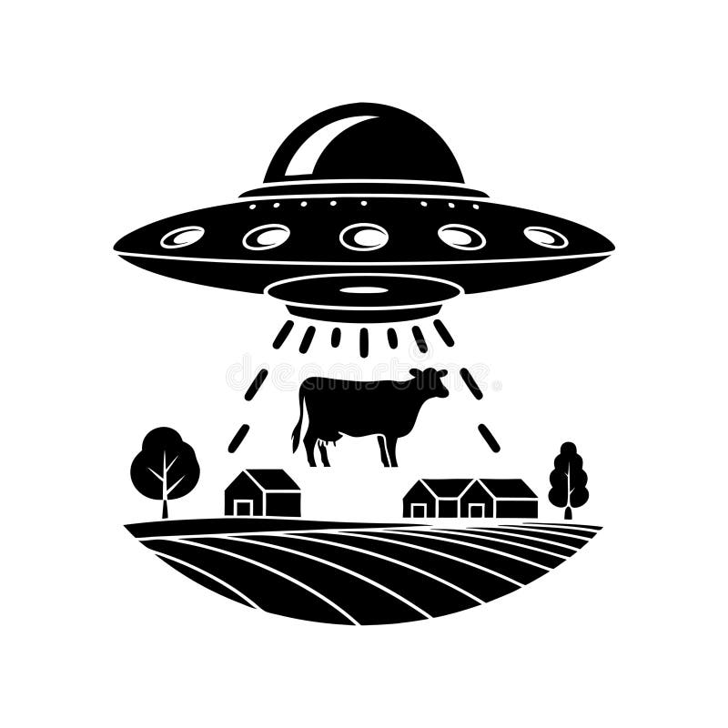 UFO Abduction Cow Silhouette Vector for Sci-Fi Illustrations and ...