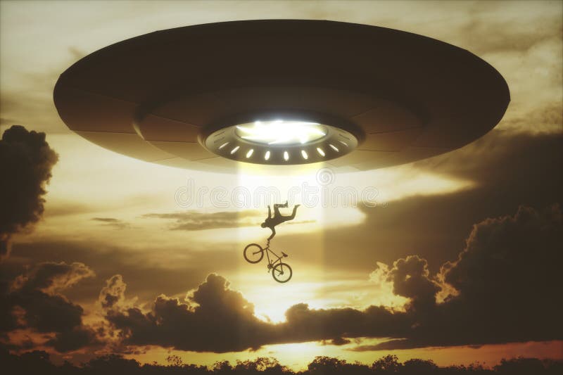 UFO Alien Abduction stock illustration. Illustration of martian - 90077363