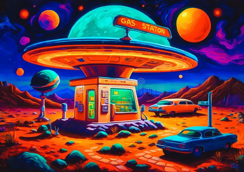 UFO Alien Gas Station - Wallpaper for Android, IPhone, Tablets and ...