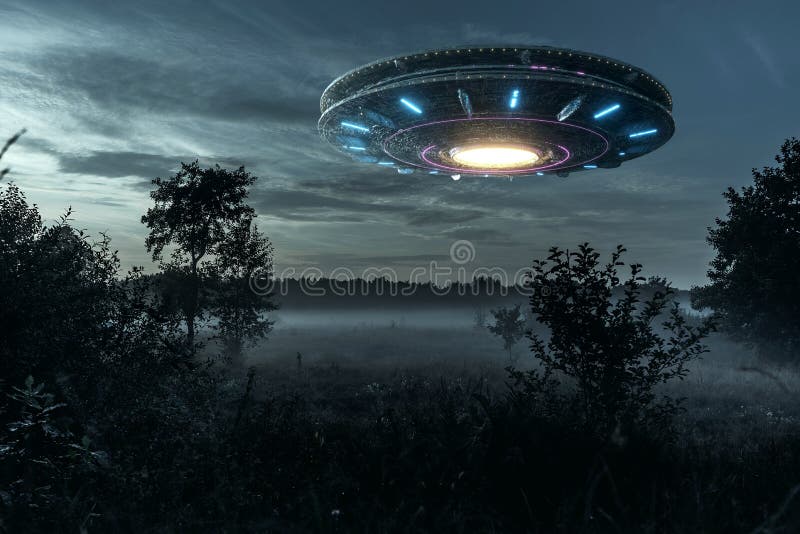 UFO, An Alien Plate Hovering Above Water, Hovering Motionless In The ...