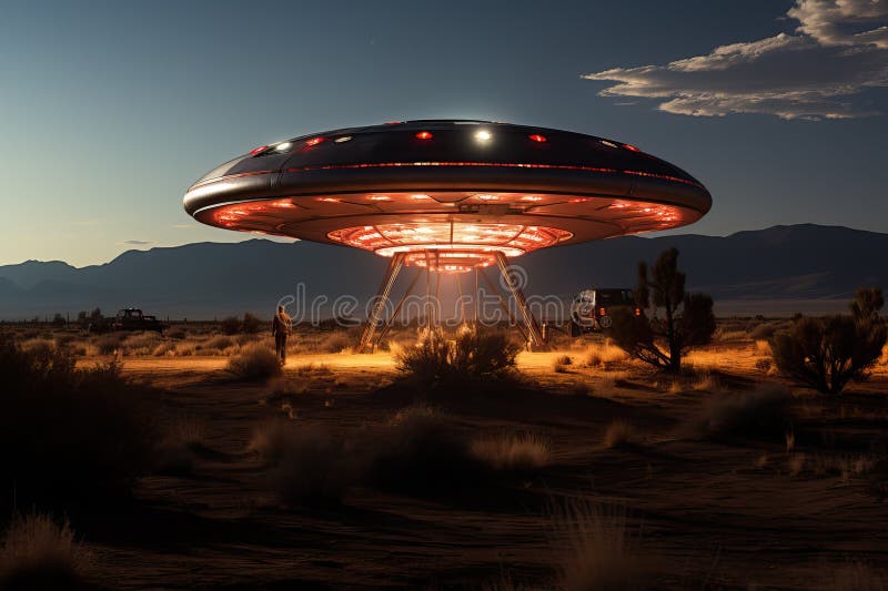 UFO, an Alien Plate Hovering Above Water, Hovering Motionless in the ...