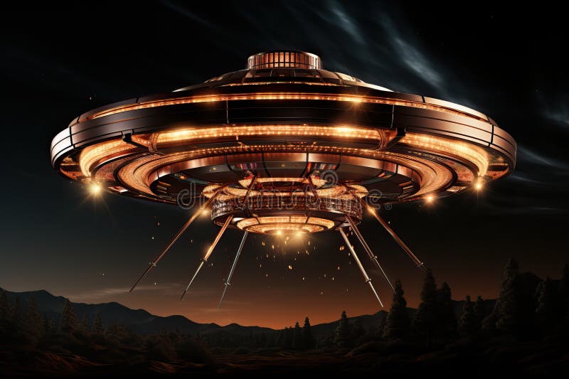 UFO, an Alien Plate Hovering Above Water, Hovering Motionless in the ...