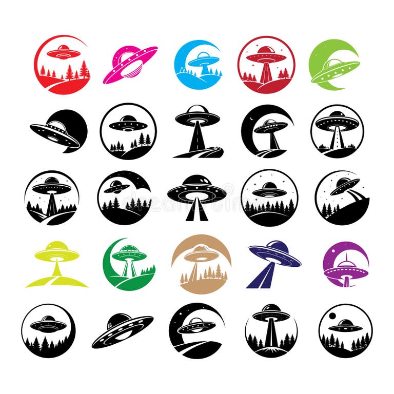 UFO and Alien Spaceship Vector Icon Set Stock Vector - Illustration of ...