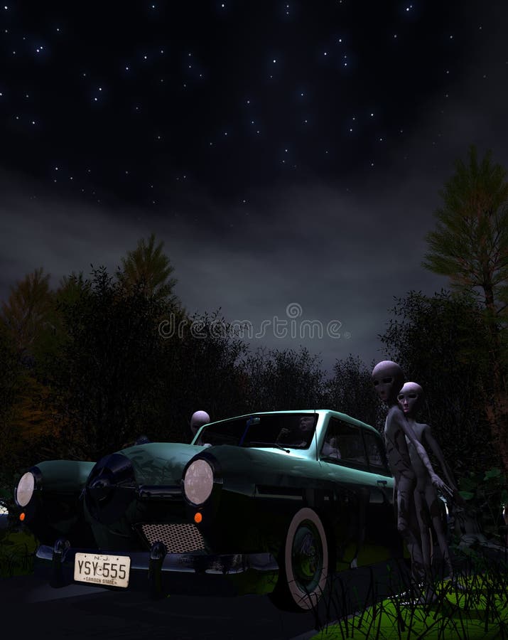 UFO Car Abduction stock illustration. Illustration of fear - 5622191