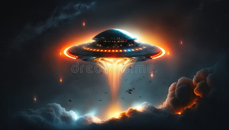 Ufo Con Luces En El Espacio Stock de ilustración - Ilustración de ...