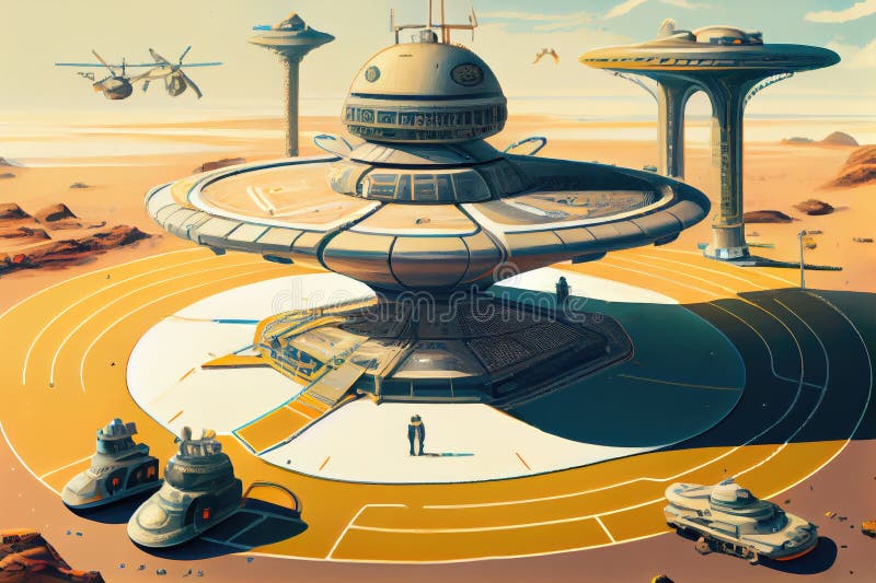 Ufo Cosmodrome, with Various Types of Ufos and Their Pilots on the ...