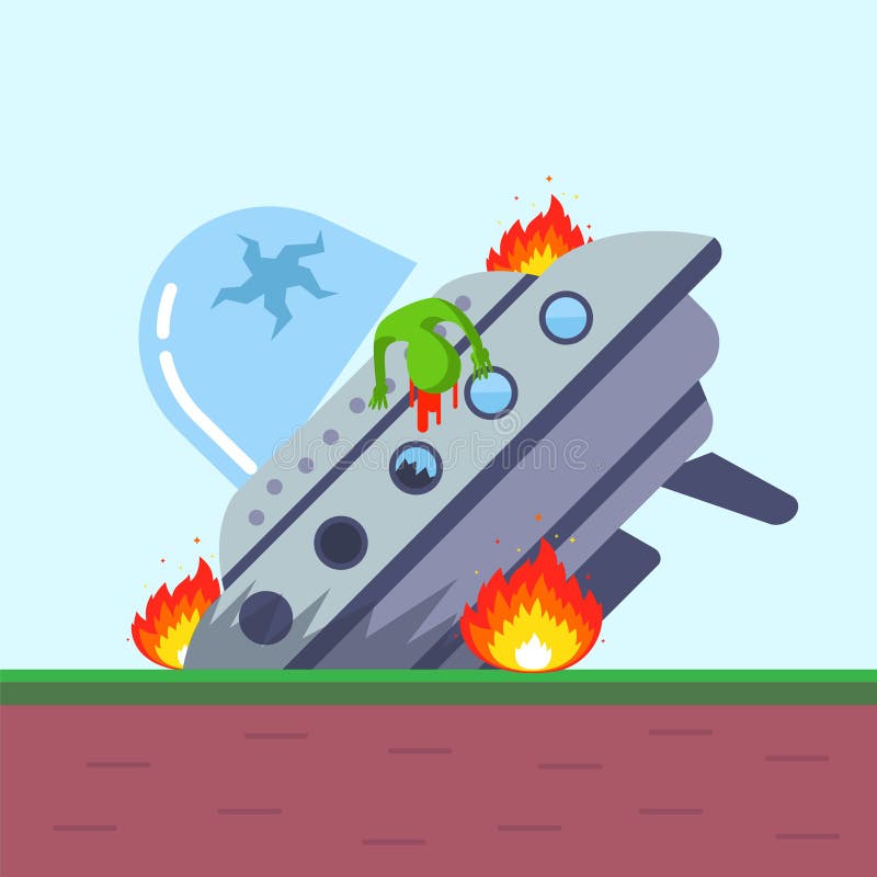 Crashed Spaceship On Alien Planet Stock Illustration - Illustration of ...