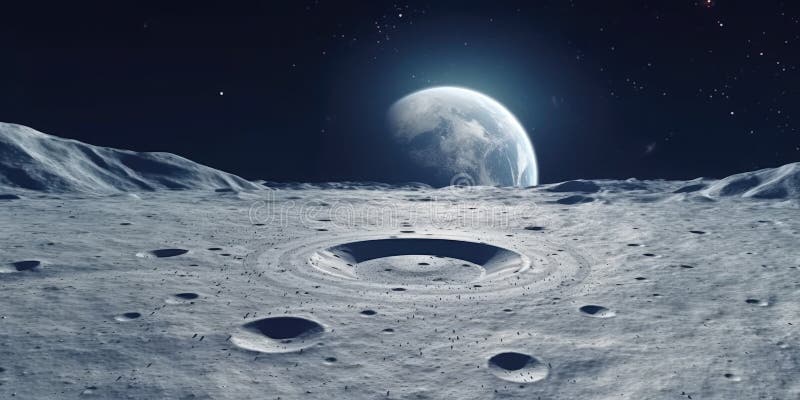 A UFO Emerging from a Crater on an Alien Planet Stock Image - Image of ...