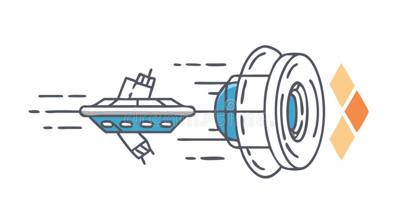 UFO Entering a Wormhole or Interdimensional Portal, Vector Design ...