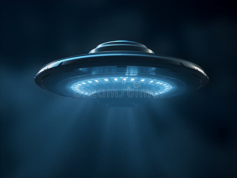 UFO Flying in the Night Sky. 3d Render Illustration Stock Illustration ...