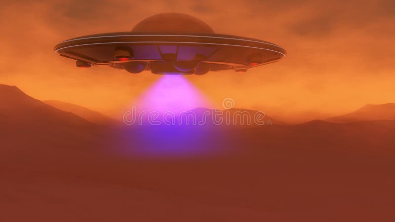 An Ufo Hovers Over the Mars Stock Illustration - Illustration of heaven ...