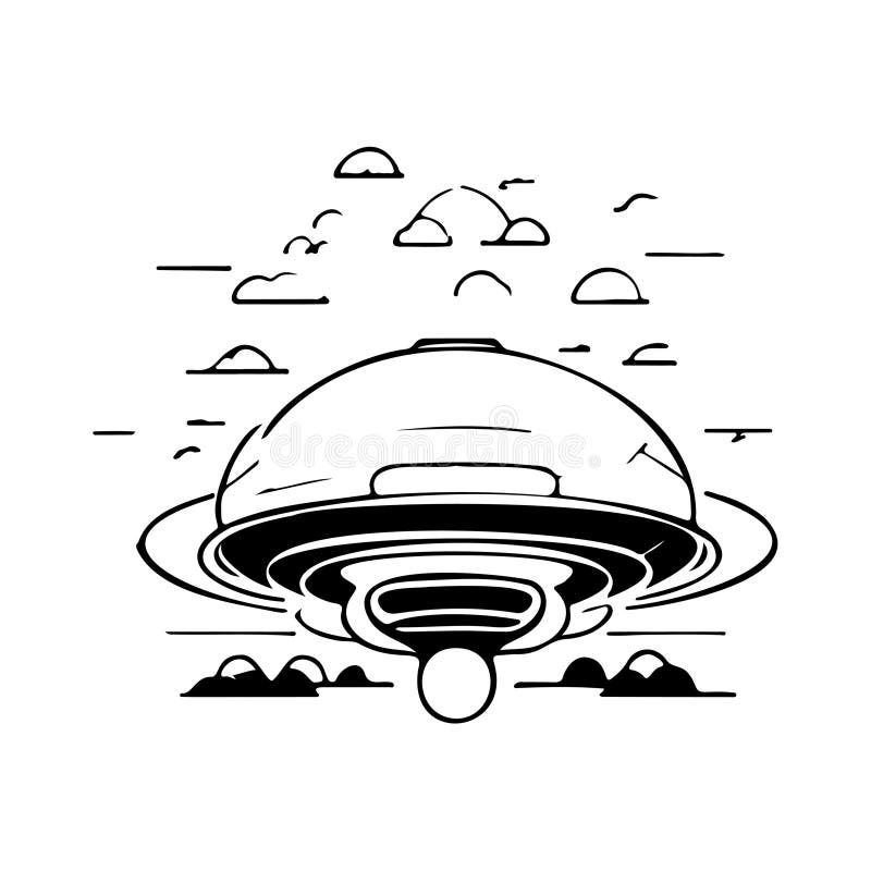Ufo Icon Hand Draw Black Colour Logo Symbol Perfect Stock Vector ...