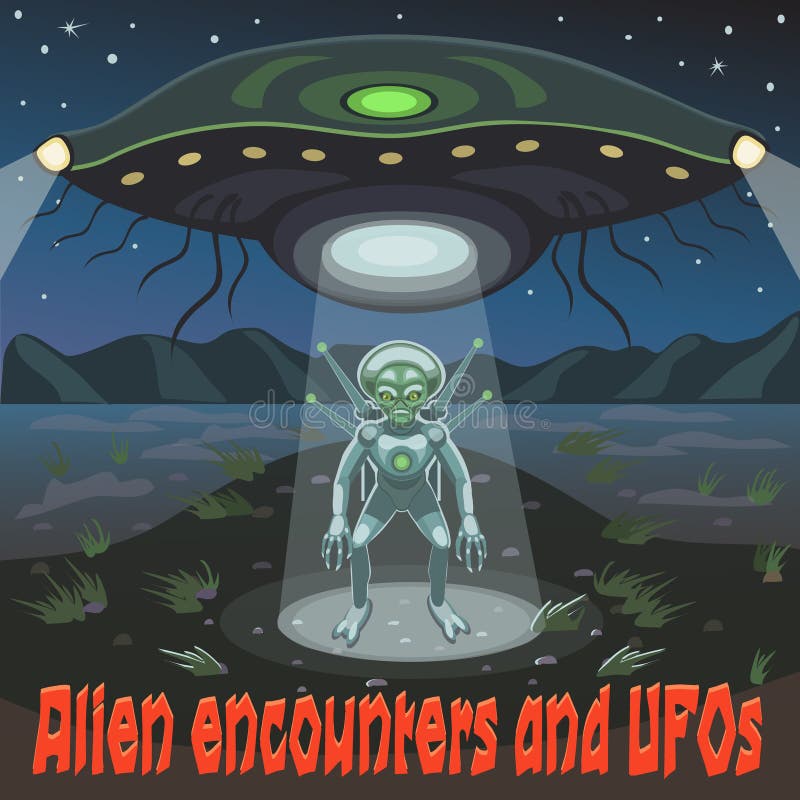 UFO landed alien scout stock illustration. Illustration of ship - 76334607
