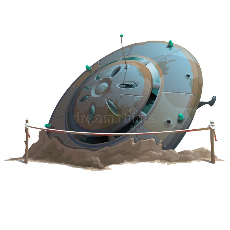 UFO Landed or Crashed on a Land Stock Vector - Illustration of saucer ...