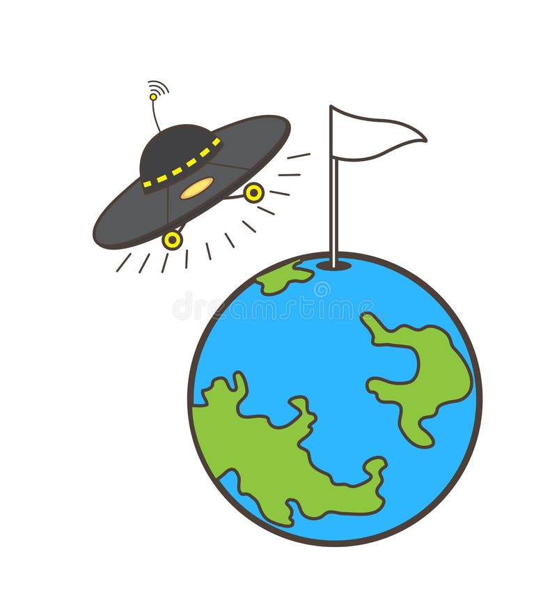 UFO Landing on Earth Vector Concept Stock Illustration - Illustration ...