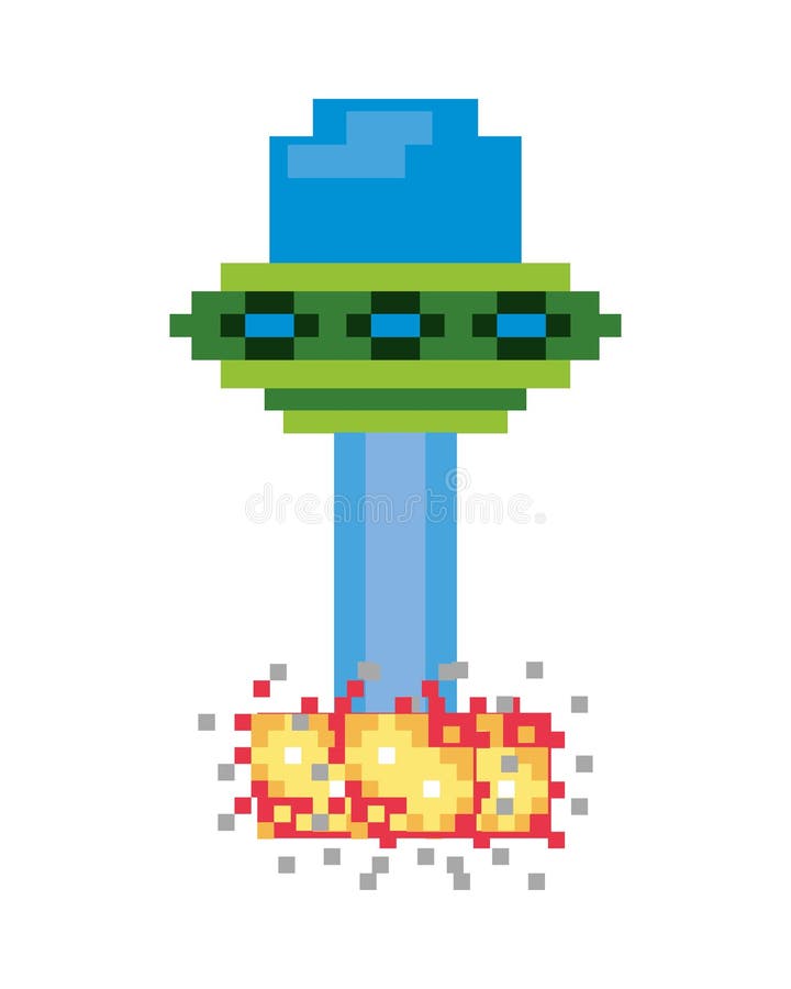 Ufo Launcher 8 Bits Pixelated Icon Stock Vector - Illustration of ...