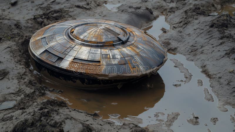 UFO-like Object Embedded in Mud Stock Illustration - Illustration of ...