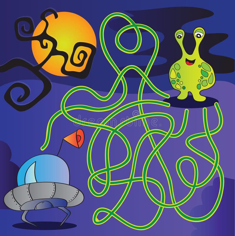 UFO Monster Maze - Vector Illustration Stock Vector - Illustration of ...