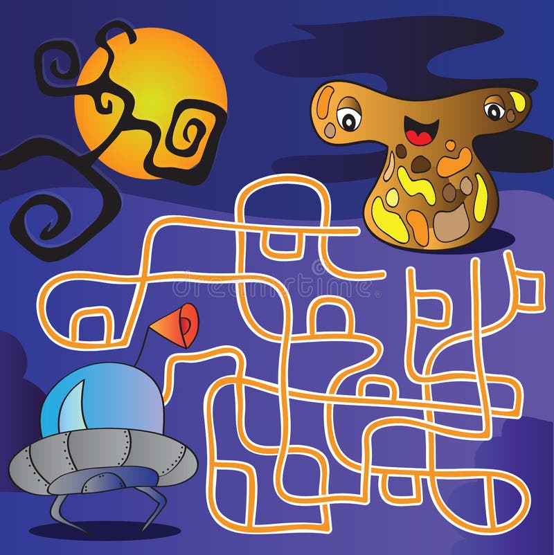 UFO Monster Maze - Vector Illustration Stock Vector - Illustration of ...